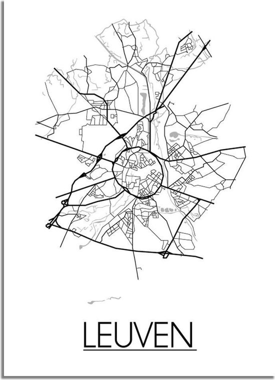 Leuven Plattegrond poster A2 (42x59,4cm) - DesignClaud | bol.com