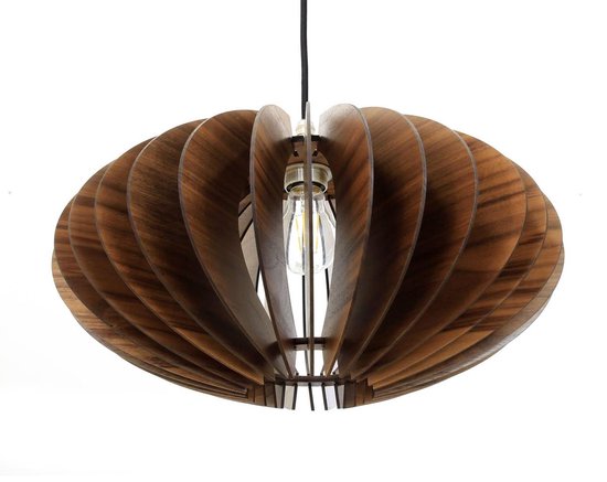 wodewa moderne hanglamp hout plafondlamp TERRA massief hout WALNUT LED ...