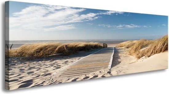 Schilderij - Noordzee, Blauw/Beige, 120X40cm, 1luik | bol.com