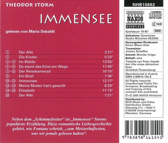 Theodor Storm - Immensee, Maria Sebaldt | CD (album) | Muziek | bol