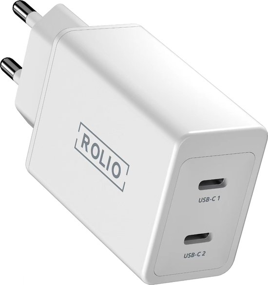 Rolio USB C Adapter - Oplader - 2x USB-C - 45W - Snellader - Universeel ...