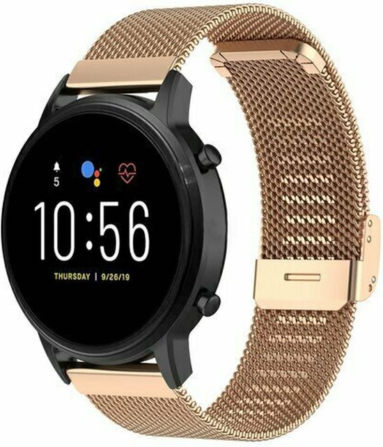 By Qubix 22mm - Milanese bandje met klemsluiting - Champagne goud ...