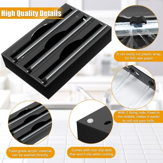 Acrylic 3-in-1 Foil Dispenser with Cutter, Cling Film Dispenser, for ...