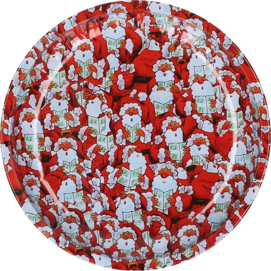 Kerst borden - 4x st - 26 cm - metaal - rood met kerstman- kerstservies ...