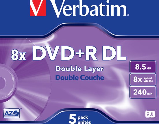 Verbatim 43541 DVD+R Double Layer Matt Silver - 5 Stuks / Jewelcase | bol