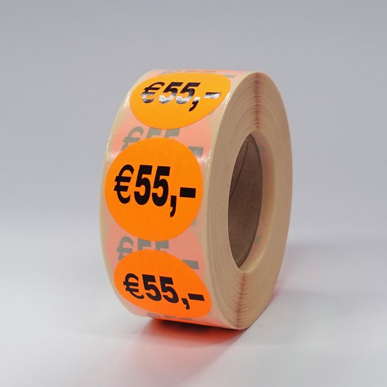 “€55" Prijs Stickers op rol 35mm oranje - 1000ex. | bol