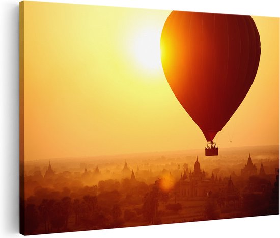 Artaza Canvas Schilderij Luchtballon in Bagan, Myanmar - 30x20 - Klein ...