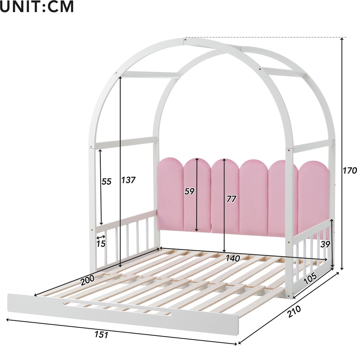 Merax Lit Enfant Extensible - 140x100 & 140x200 cm - Lit Enfant ...