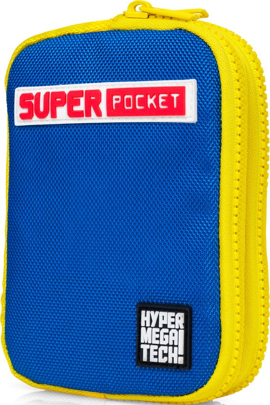 Super Pocket handheld beschermhoes - met opbergruimte - blauw/geel | bol