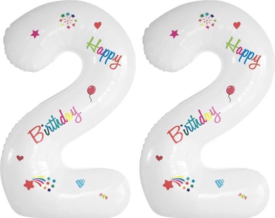Folie Ballonnen Cijfers 22 Jaar Happy Birthday Verjaardag Versiering ...