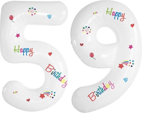 Folie Ballonnen Cijfers 59 Jaar Happy Birthday Verjaardag Versiering ...