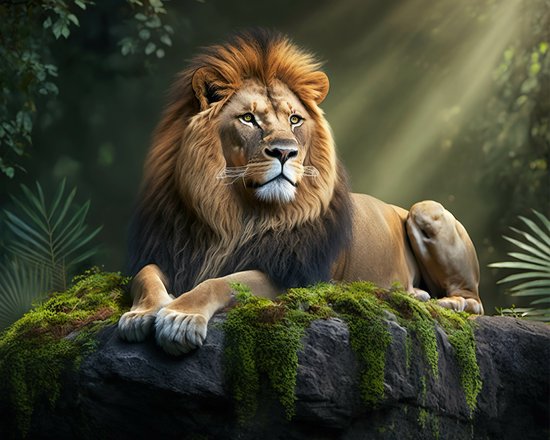 Jungle Lion Art Print 40x50cm | Poster | bol
