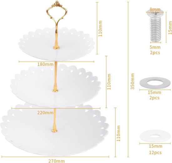 2 x 3 lagen Cupcake Stand Dessertbakje Fruit Koekje Snoep Display Stand ...