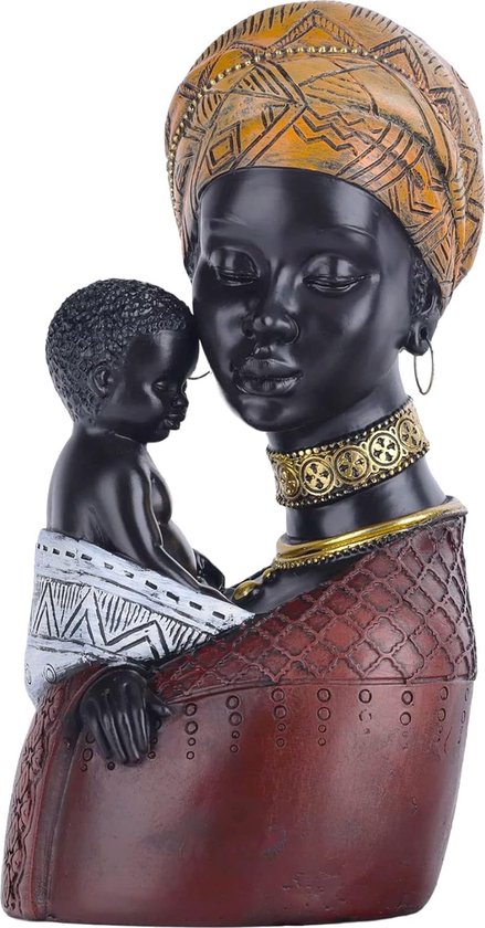 Home Decor African Art Sculptures, African Woman and Son Statue, Black ...