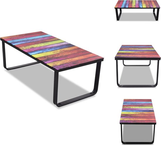 vidaXL Salontafel Rechthoekig - 90 x 45 x 32 cm - Regenboog-print ...