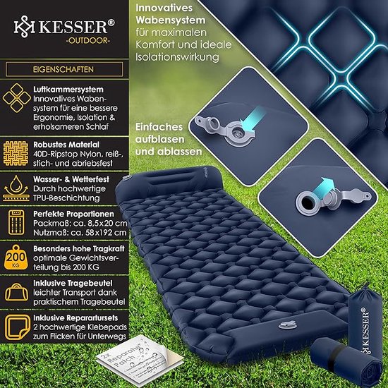 Matelas de camping isomat avec pompe à pied, avec sac de transport ...