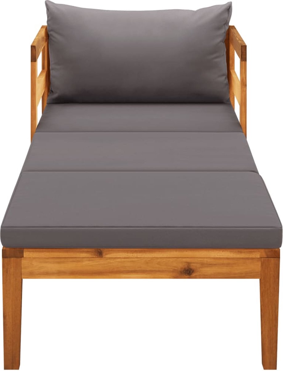 vidaXL Houten Ligbed - Acaciahout - Donkergrijs Kussen - 202 x 68 x 60 ...