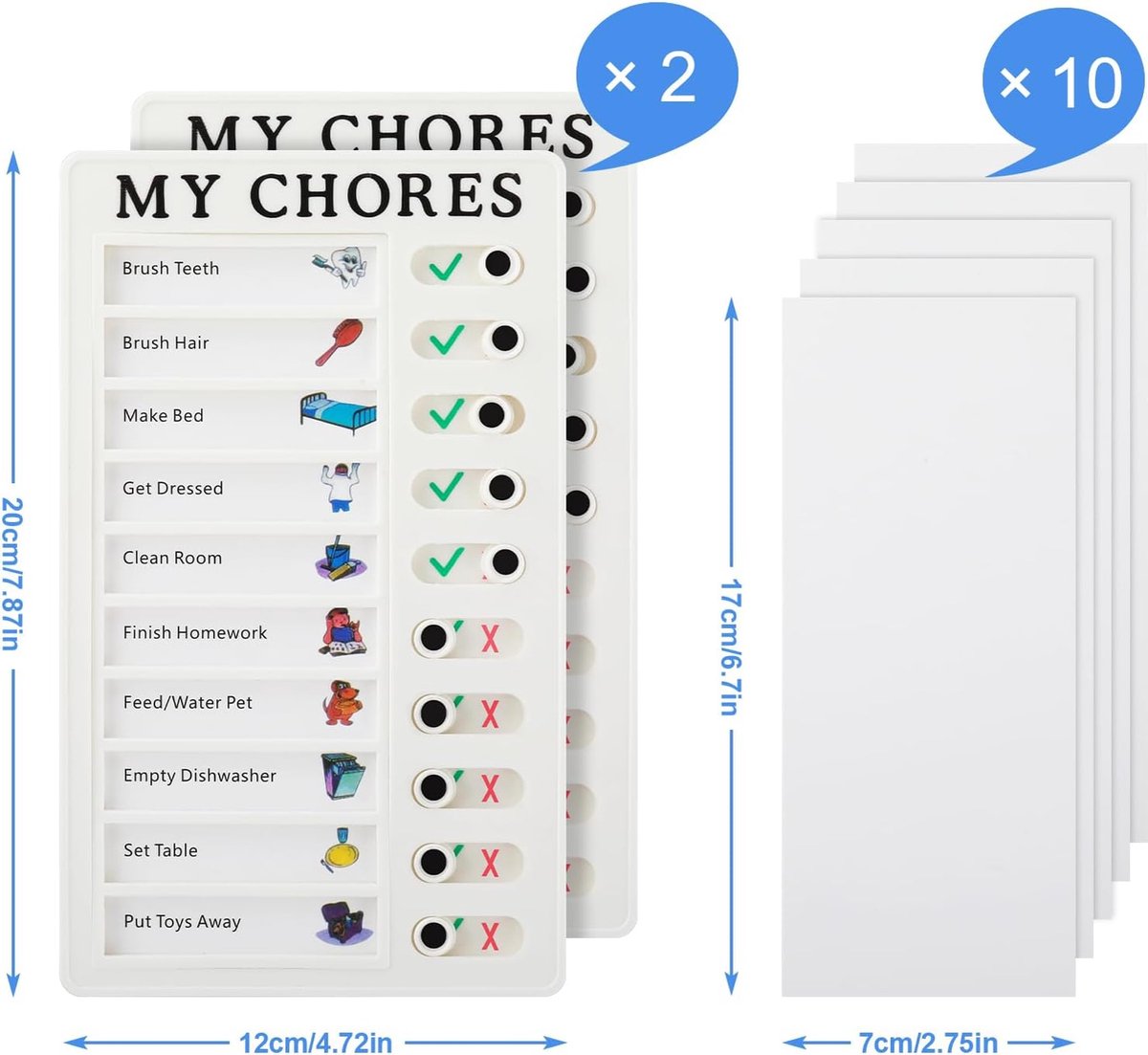 2X My Chores Checklist Board, Daily Reminder Chore Chart for Kids ...
