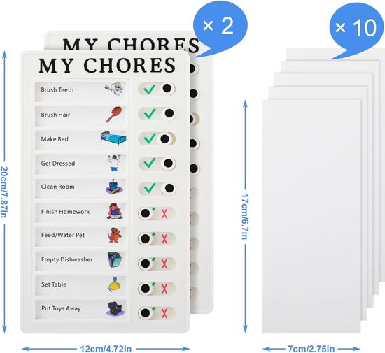2X My Chores Checklist Board, Daily Reminder Chore Chart for Kids Adults Plastic Memo... | bol.