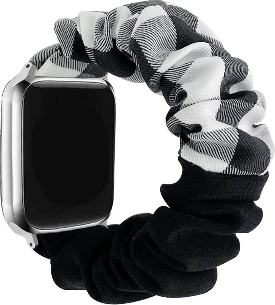 MNCdigi - Geruite Scrunchie set Apple Watch Band met haarband - Zwart ...