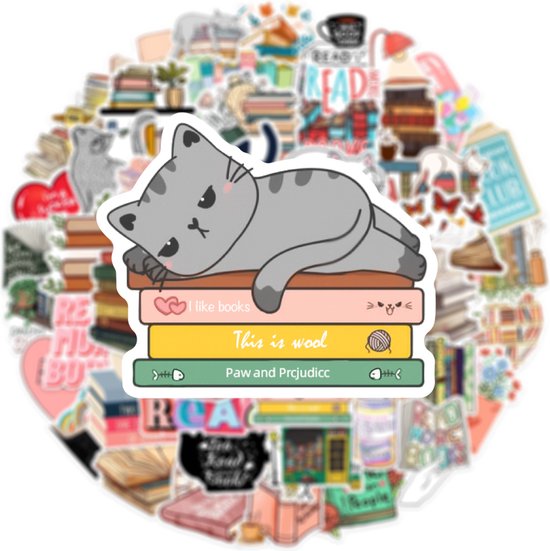 Boeken Stickers - 50 stuks - Boekenwurm Muurstickers - Geschikt voor ...