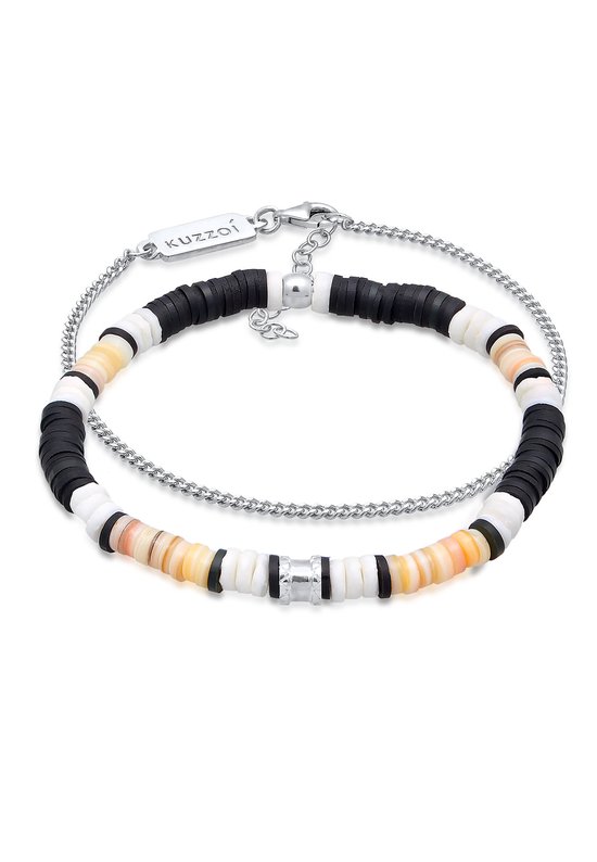 KUZZOI Heren Armband Heren Surferstijl Set met Heishi Kralen in 925 ...