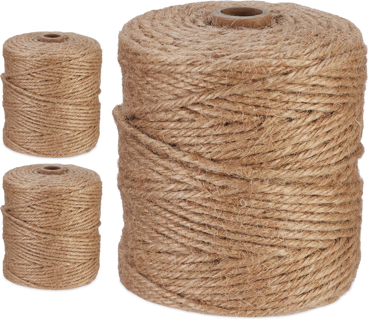 Relaxdays jute touw 3 mm x 100 m - set van 3 - jute koord - paktouw ...