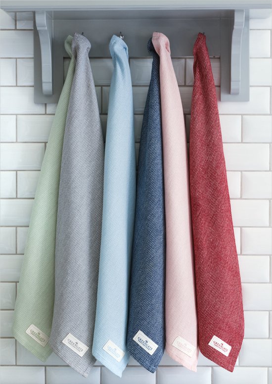 6x GreenGate Theedoeken set Alicia lichtgrijs (50 x 70 cm) | bol