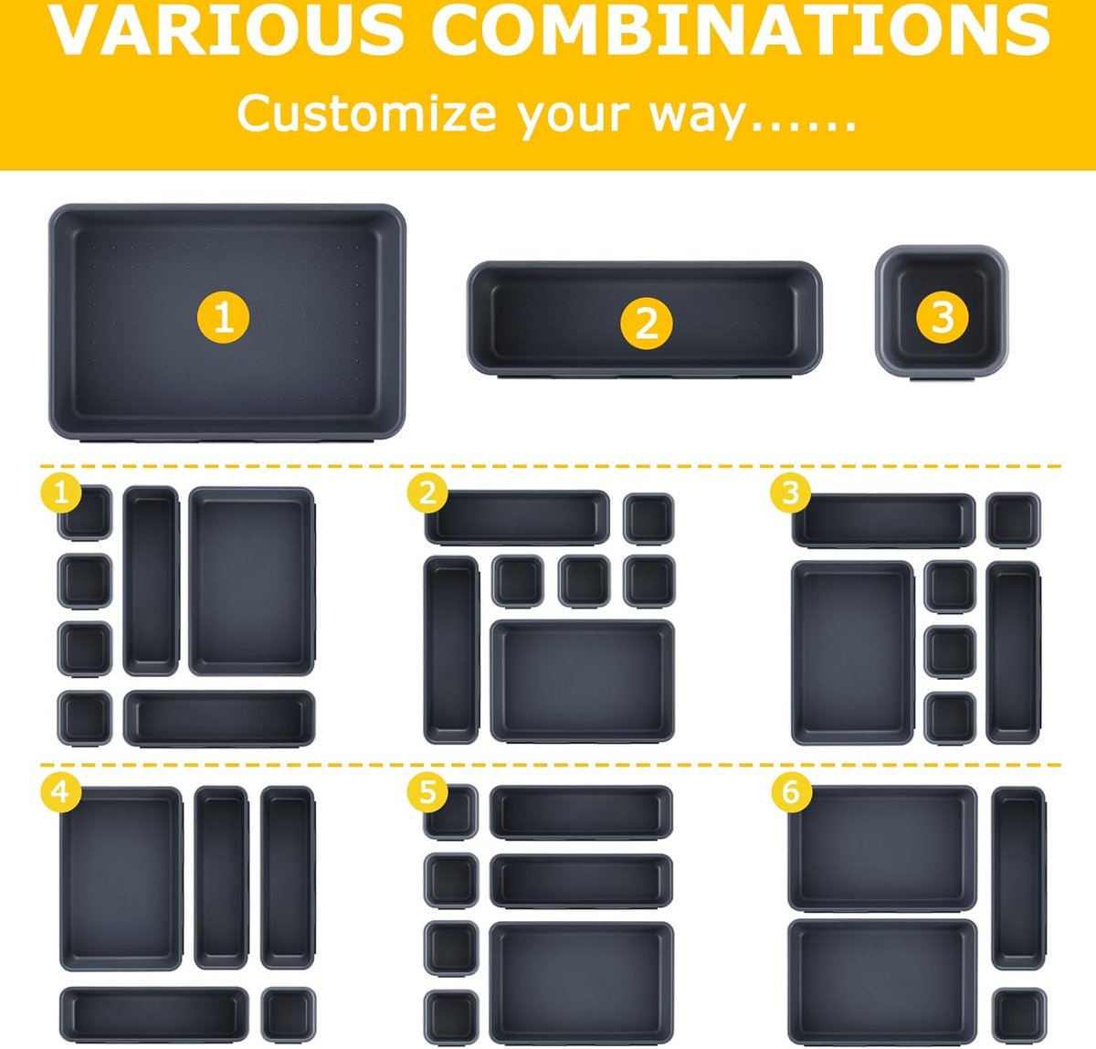 Lade-organizerset, opbergsysteem, opbergdoos, 16-delige lade-organizer ...