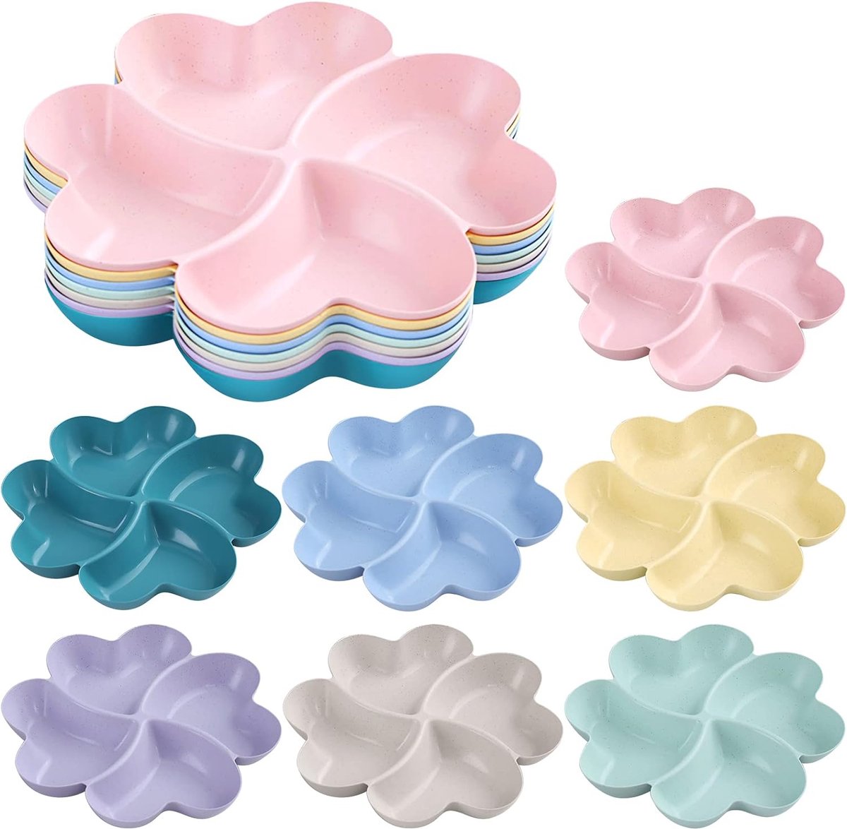 Pack de 7 Assiettes Snack, Bol Snack avec compartiments, Assiette avec ...