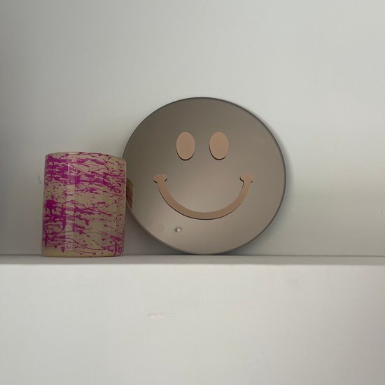 Beige Smiley Spiegel - 20cm - Rond - Perfect voor Kinderkamer ...