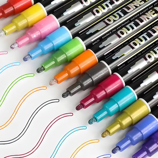 Glitterstiften Outline Markers - 20 Stuks Kleuren - Superkronkel ...