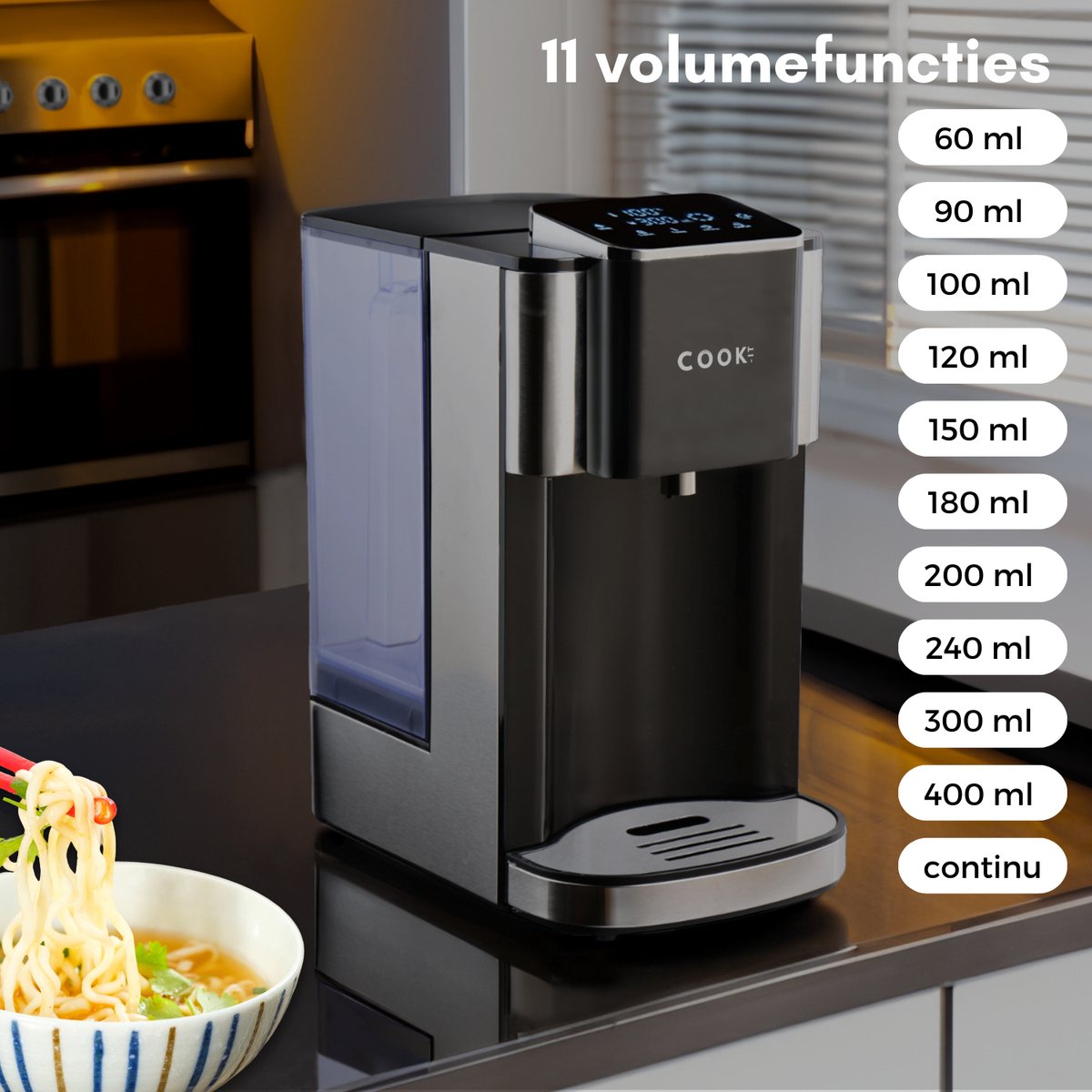 COOK-IT Heetwaterdispenser 4L - Digitaal Display - 11 Volume en 9 ...