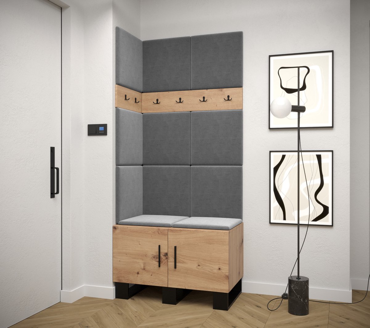 Garderobekast Ganggarderobe Compacte garderobe Vestibule Wandkast Plank ...