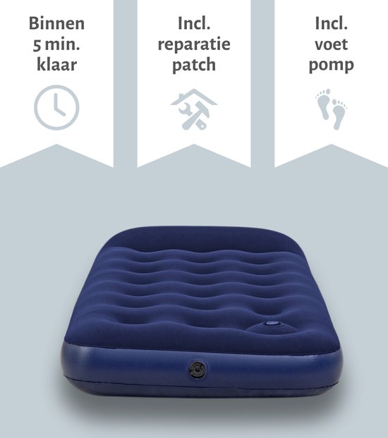 Bestway luchtbed - 1-Persoons - 76x185x28 cm (BxLxH) - Blauw - Met ...