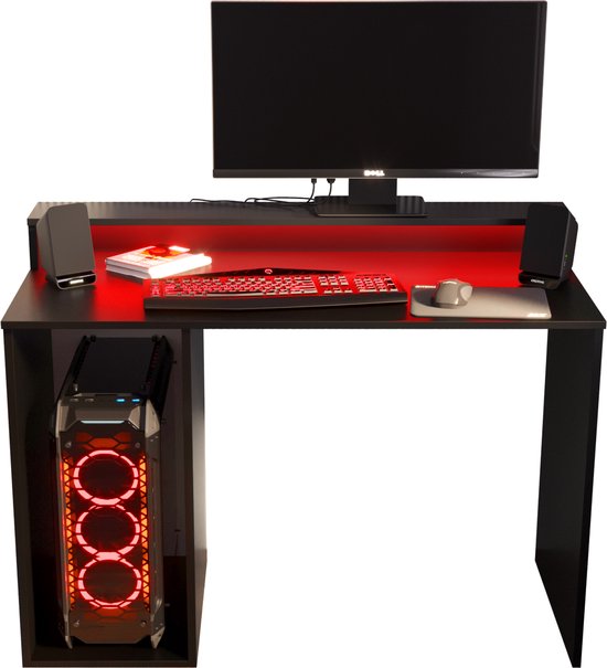 Game Bureau Gaming Desk met LED Verlichting Tafel Computer Bureau ...