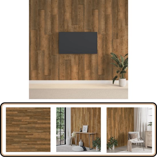 vidaXL Wandpanelen Houtlook PVC 2,06 m² Bruin Wandpanelen - Pvc ...