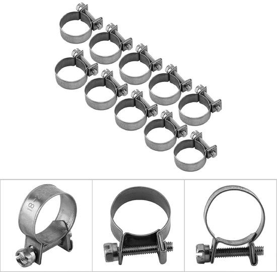 Slangklem, 10 Stks RVS Assortiment Mini Brandstofleiding Klem T-Bolt ...