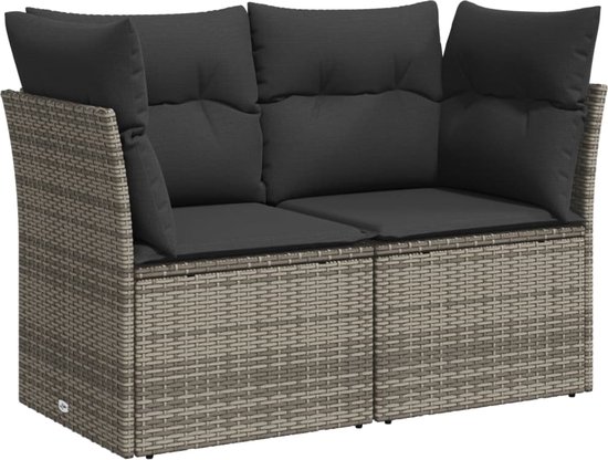 vidaXL 2-zits tuinbank met kussens - Grijs Tuinbank - Lounge Bank - 2 ...