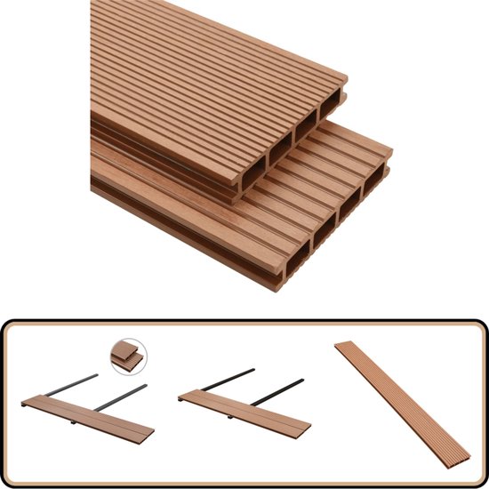 vidaXL Terrasplanken HKC 16m² bruin 2,2m Terrasplanken - Houten Vloeren ...