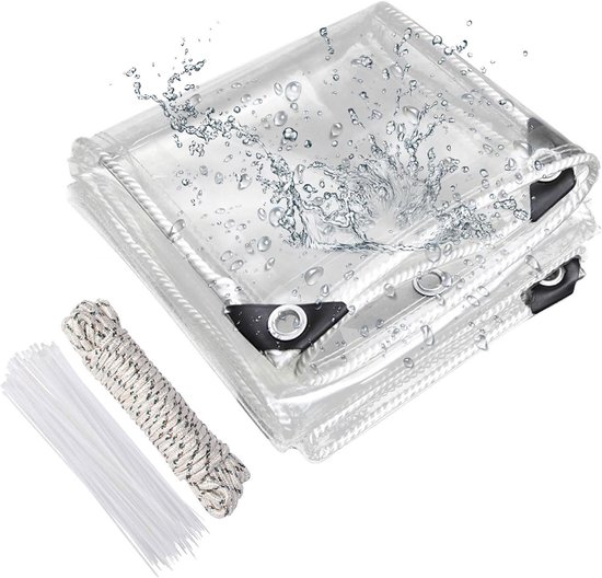 Transparant zeil met ogen - waterdicht afdekzeil - 2 stuks - PVC - 2 x ...