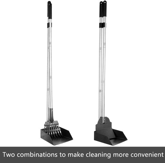 Hondenpoepschep en hark, metaal, hark met verstelbare lengte, 106,7 cm ...