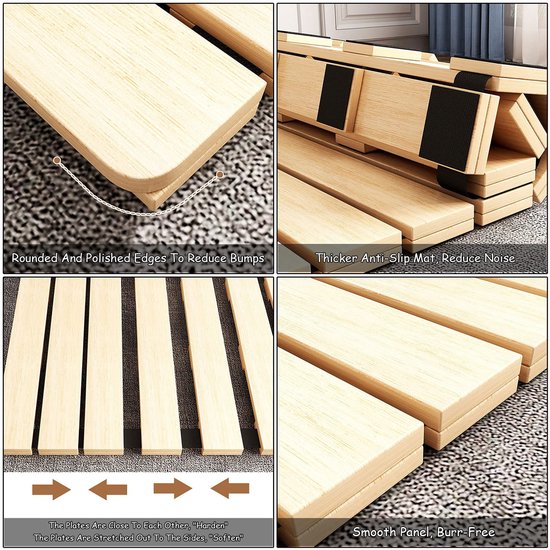 Foldable Roll Slatted Bed Base, Moisture Proof Breathable Wooden Bed ...