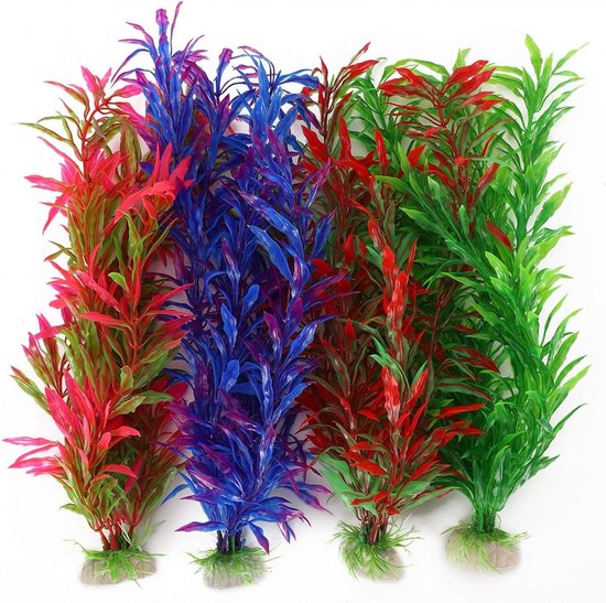 Grote felgekleurde plastic watergras aquariumkunstplanten ...