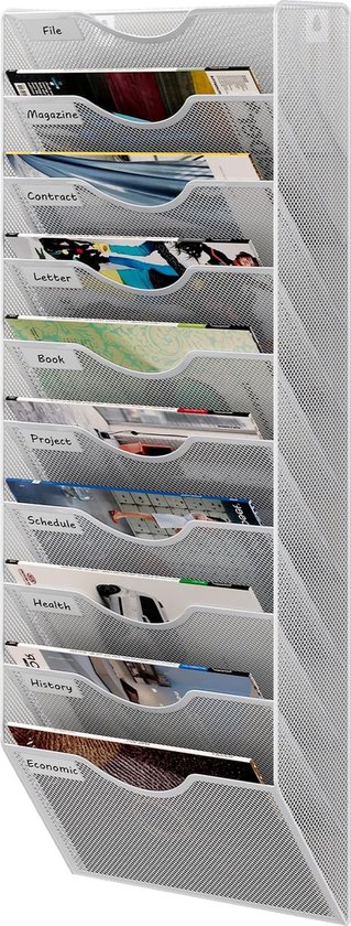 Goodivery ® 10 vakken krantenhouder muur, mesh brochurehouder muur ...