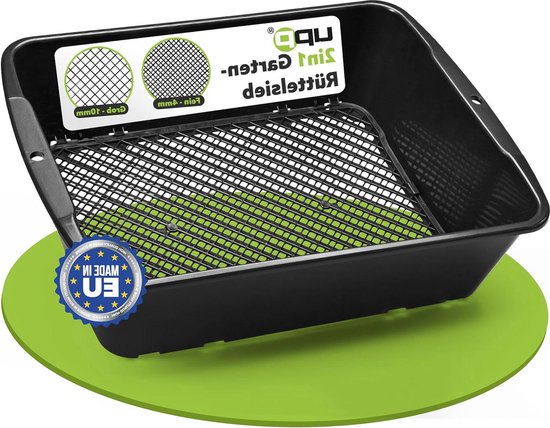 Tuinzeef 2-in-1 - Zeef en grondzeef - 1 stuk - Zwart - 39,5x29x11cm | bol