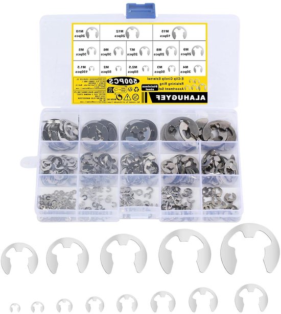 500 stuks E-clip borgringen set - Assortiment interne en externe ...
