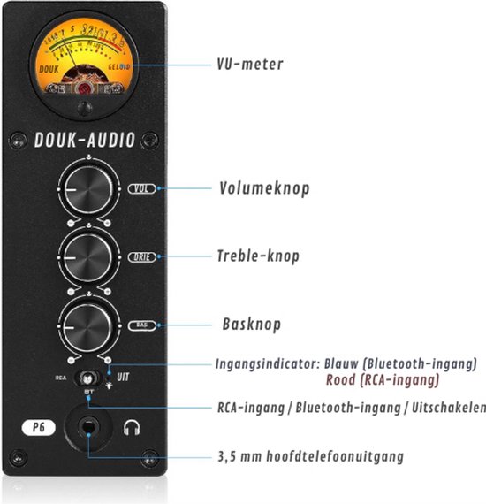 Douk Audio P6 - HiFi Bluetooth Buisvoorversterker - Stereo Audio ...