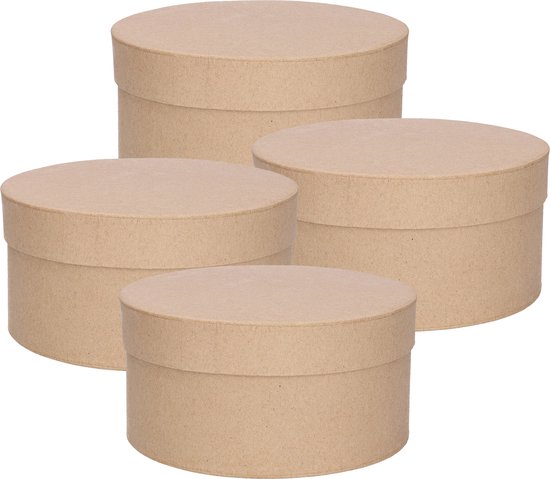 Set van 6x stuks ronde bruine kartonnen hobby opslag doosje/dozen 15 x ...