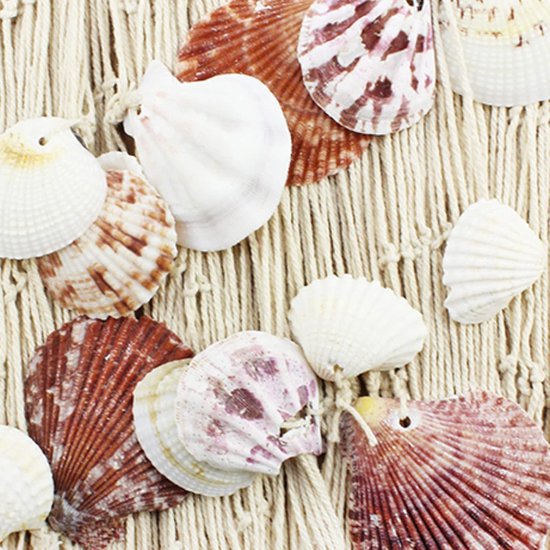 Visnet met schelpen voor decoratie - maritieme wanddecoratie - 1 x 2 m ...